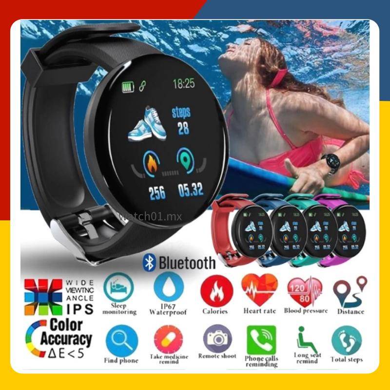 Smartwatch D18 Bluetooth Com Tela De 1,44 Polegadas IP65 Medidor De ...