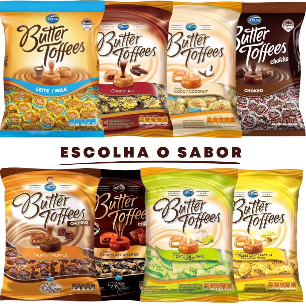 100g - Bala Butter Toffees Pacote - Escolha O Sabor | Shopee Brasil