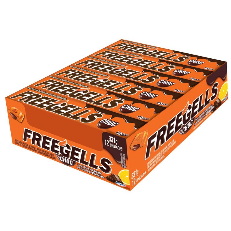 Bala DROPS FREEGELLS LARANJA CHOCOLATE 12 X 27,5G 331G RICLAN | Shopee ...