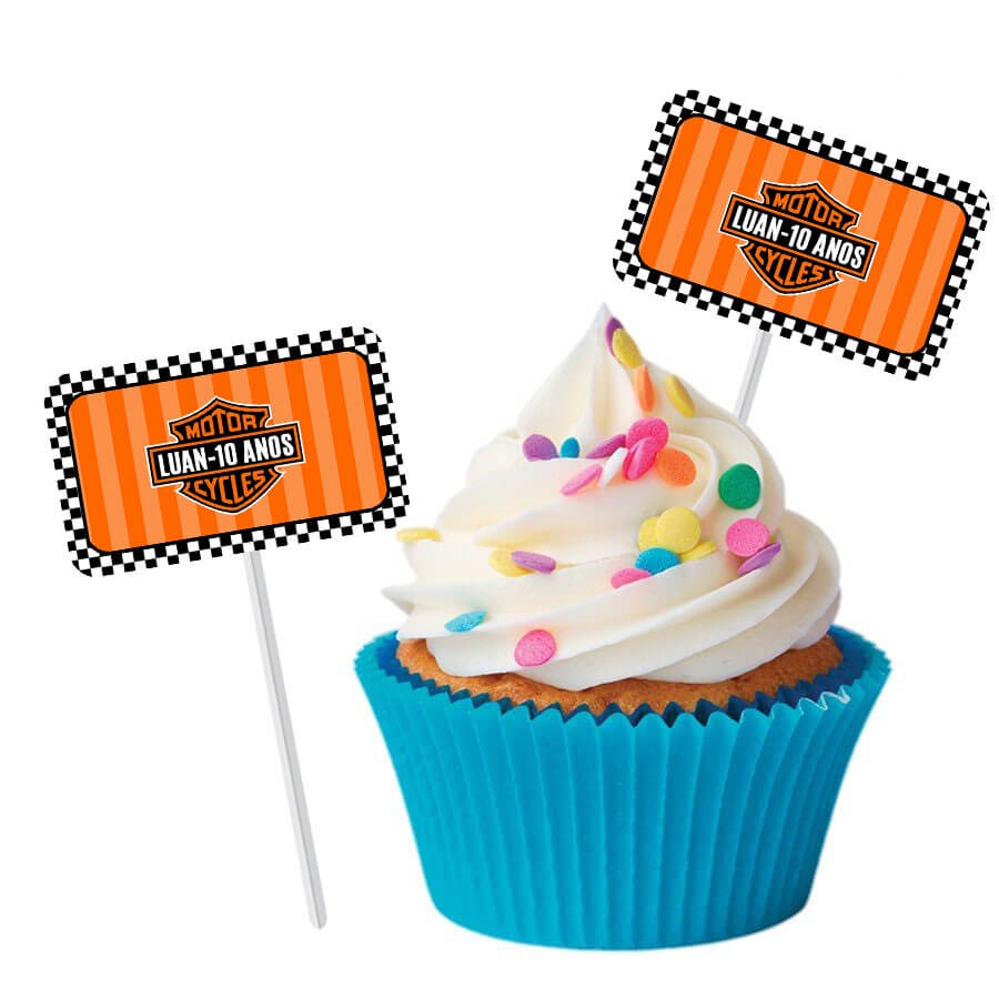 Kit 10 Topper Retangular Personalizado Harley Davidson Motor Cycles ...