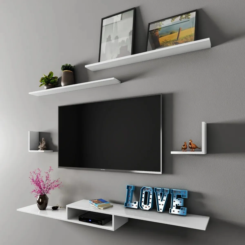 Rack TV Sem painel Suspenso MDF Para Salas e Quartos Branco Envio 24h ...