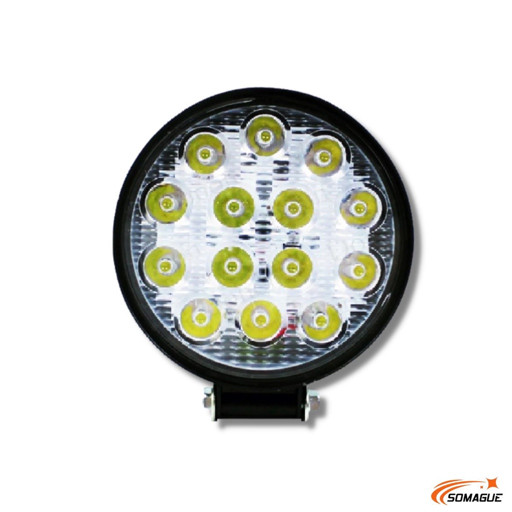 Par e Unidade Farol Milha Led 14 Leds 42w 12v/24v Redondo Jeep 6000k ...