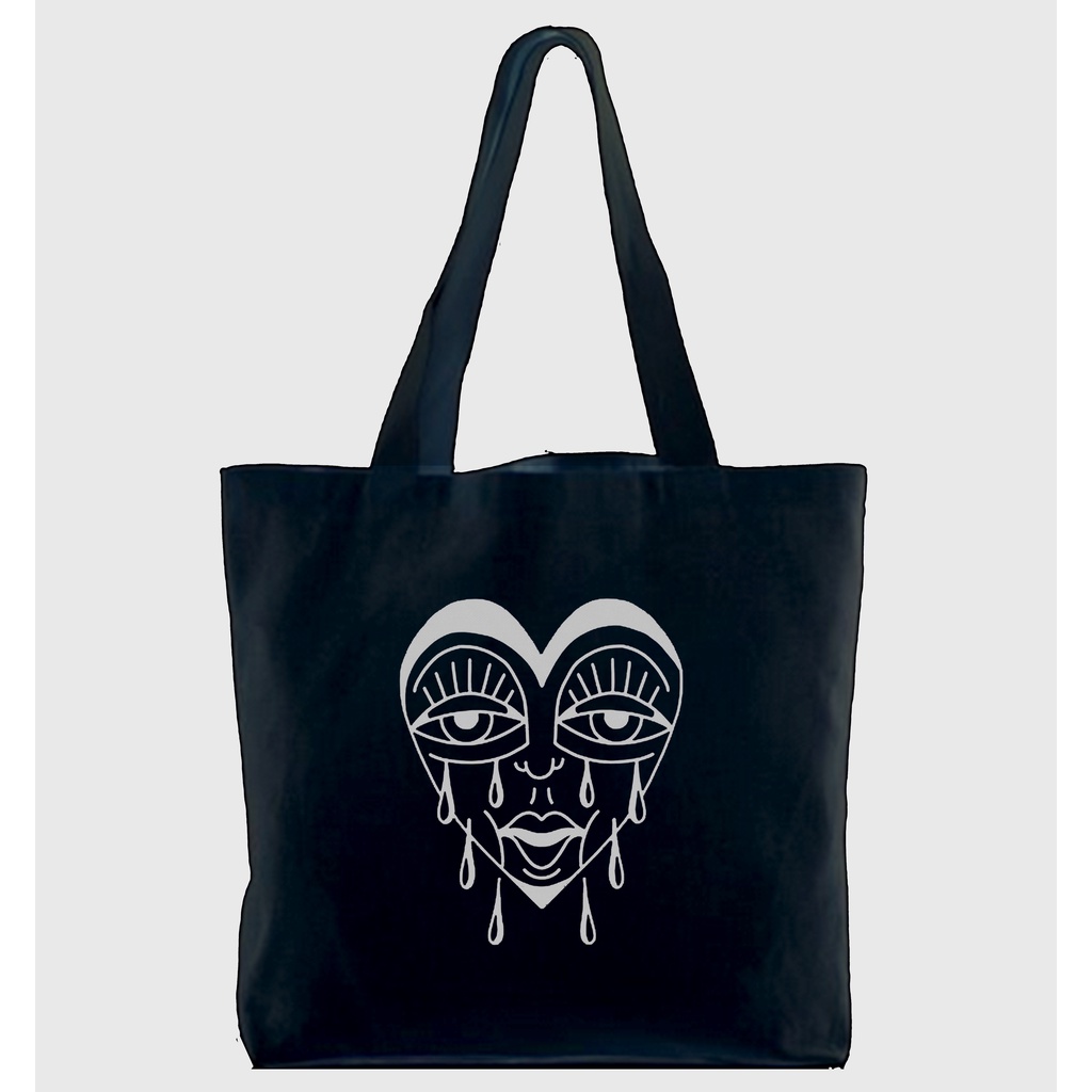 Sacola Ecobag Preta Crying Heart | Shopee Brasil
