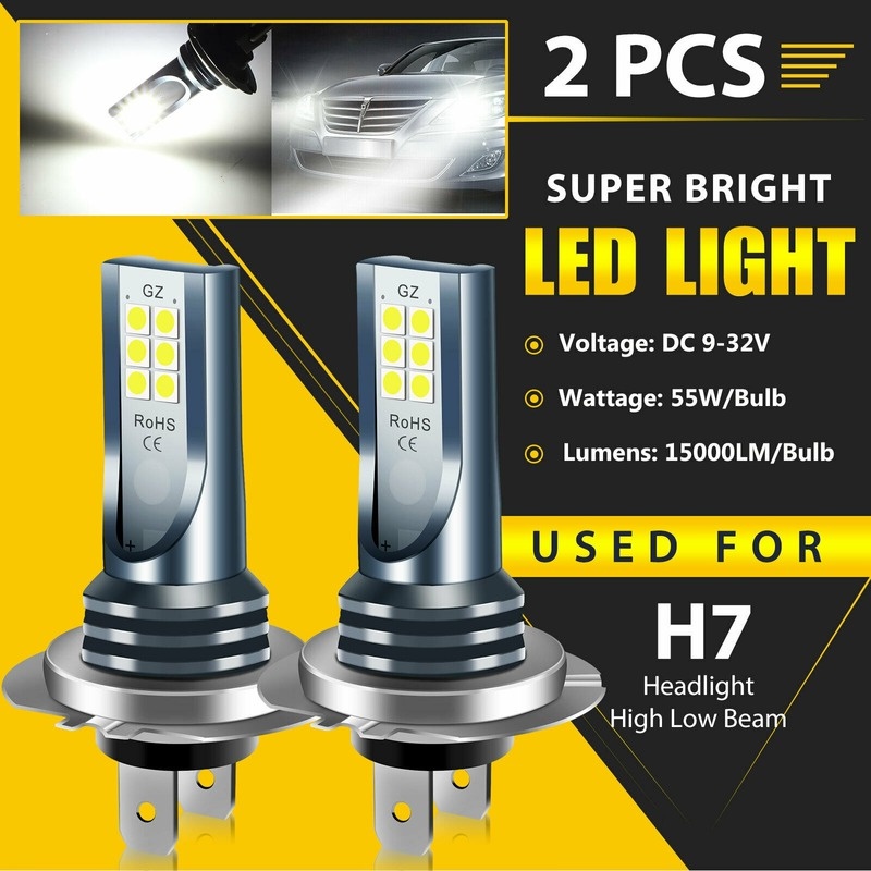 Novos 2pcs Luzes De Nevoeiro Para Carro Led H7 H4 H11 9005 9006 Lâmpadas 6000K Branco ...