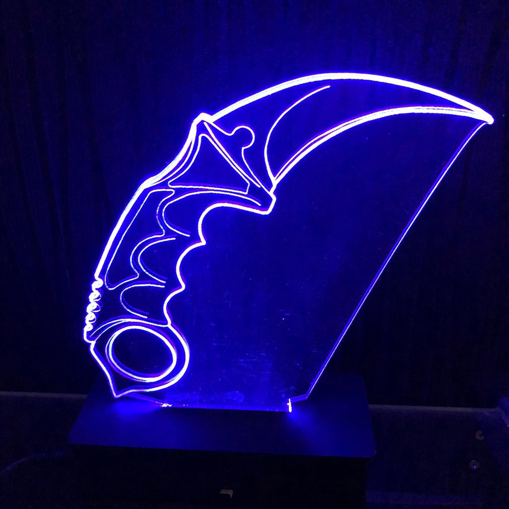 Luminária Led 3D, Faca Karambit, CS GO, 16 cores, Counter Strike ...