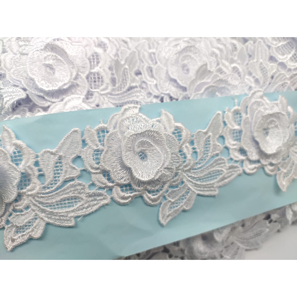 Renda Gripir Branca 3D-1 Por Metro | Shopee Brasil
