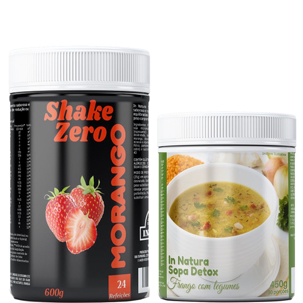 Emagrecedor In Natura Sopa Frango 450g + Shake Zero Morango 600g | Shopee Brasil