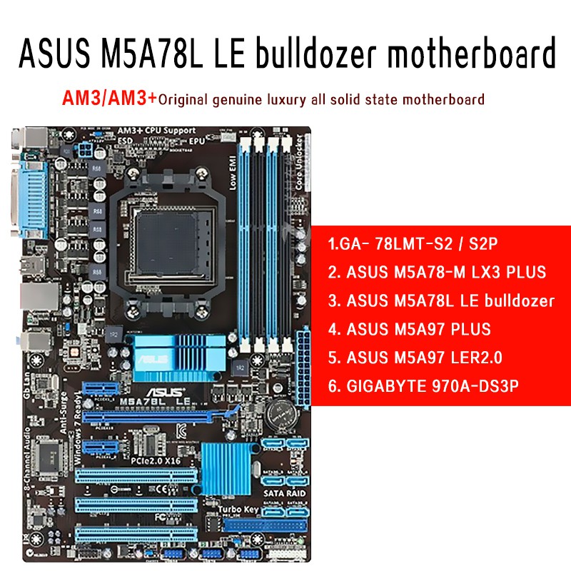 Motherboard ASUS M5A78-M LX3 PLUS/M5A78L LE bulldozer M5A97 LER2.0/G 970A-DS3P/. 78LMT-S2/S2P ...