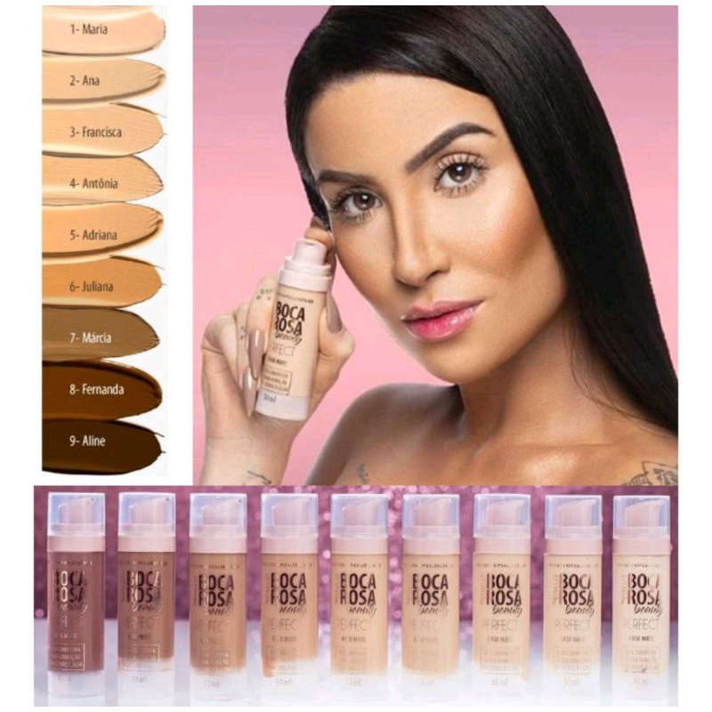 Base Boca Rosa Beauty líquida matte, cor Marcia, Boca Rosa, Base matte ...