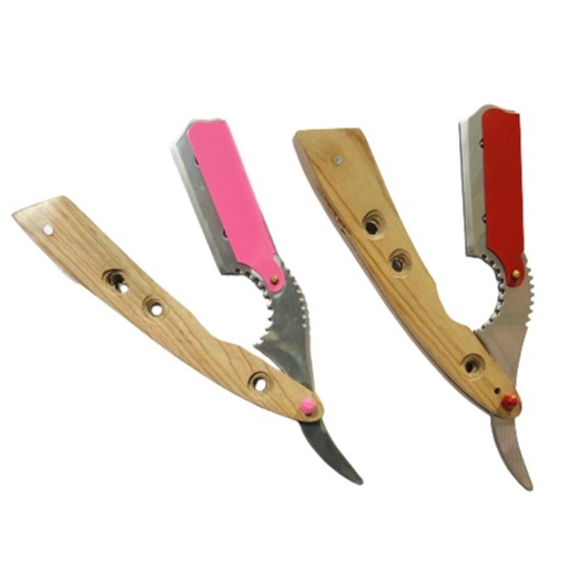 Navalha Profissional Barbeiro Cabo De Madeira Rosa e Vermelho | Shopee ...
