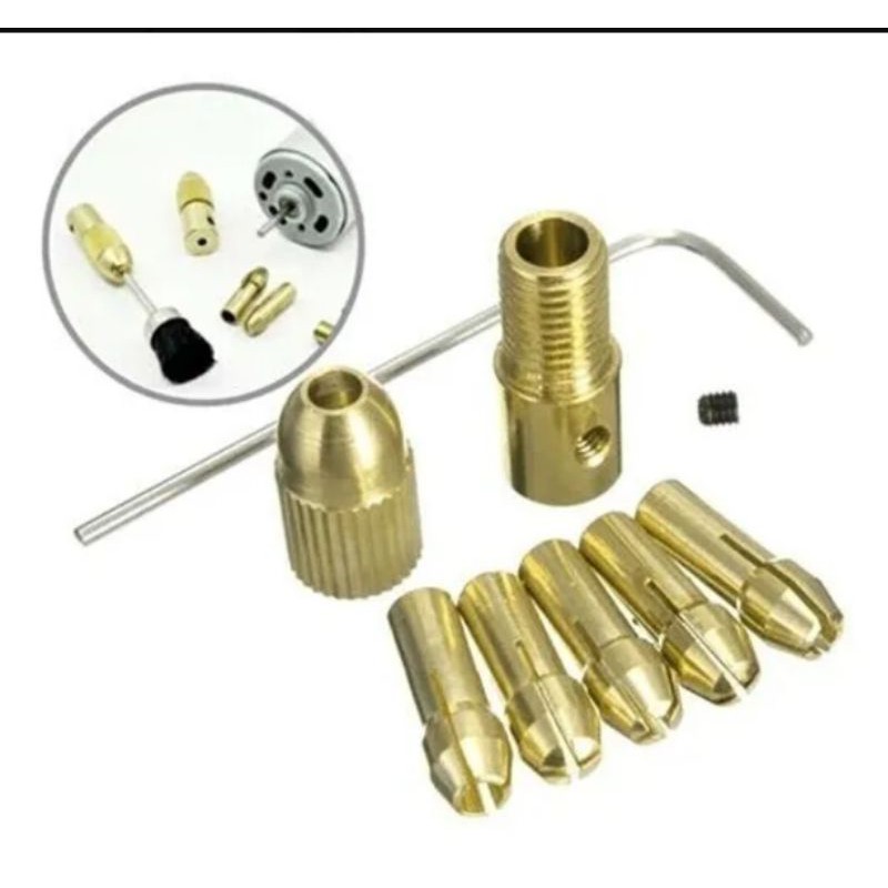 Mini mandril + kit 5 pinça para micro retifica - eixo 3mm | Shopee Brasil
