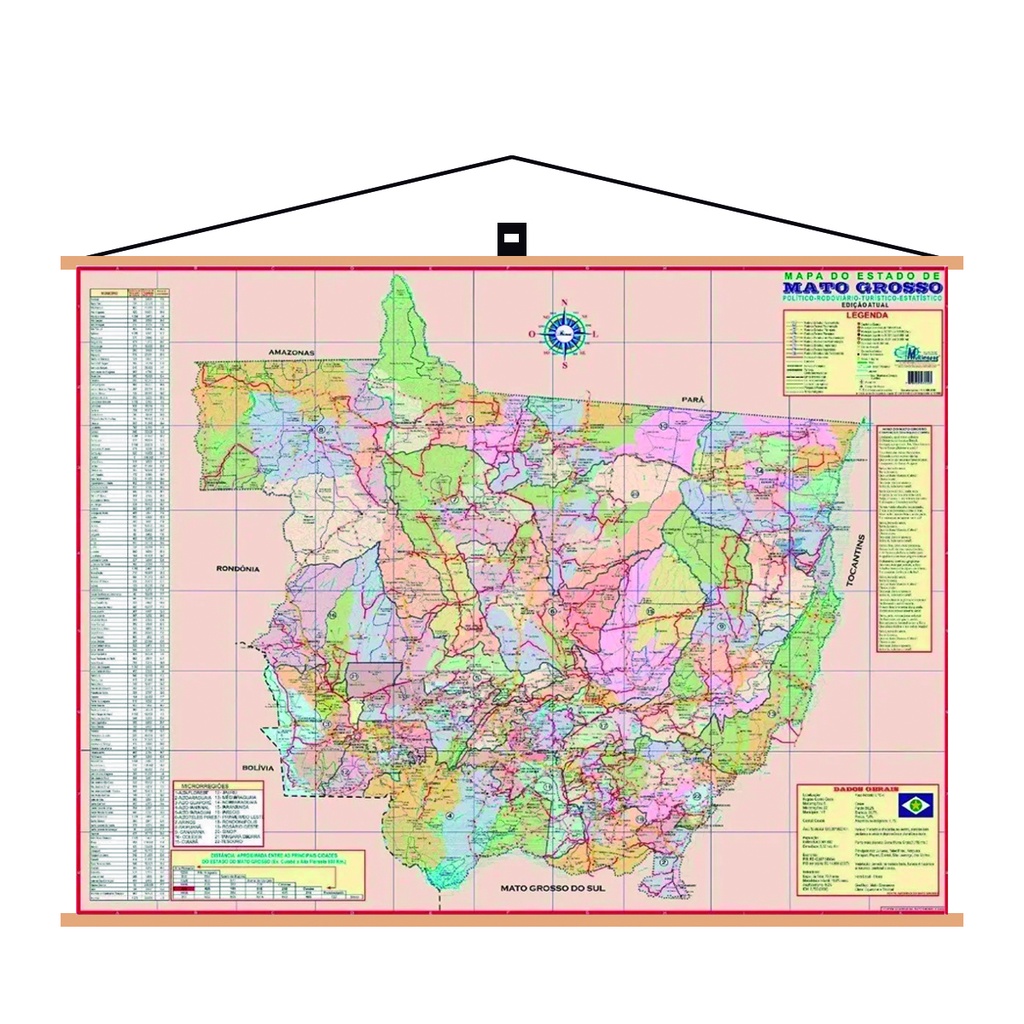 Mapa Mato Grosso Banner Laminado Gigante 120x90cm - Atual | Shopee Brasil