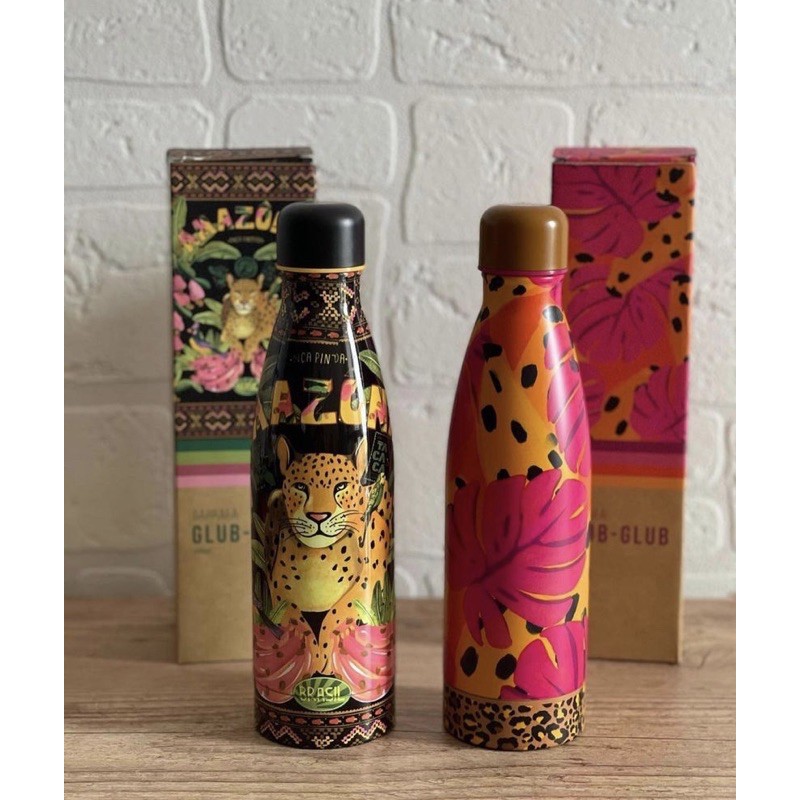 2 Garrafinhas Farm Oncinhas e Banana 500ml Aço Inox LINDAS | Shopee Brasil