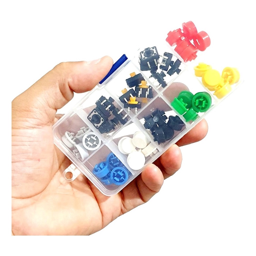 Kit Chave Push Button Com Capas Coloridas Para Arduino - 50 Peças ...