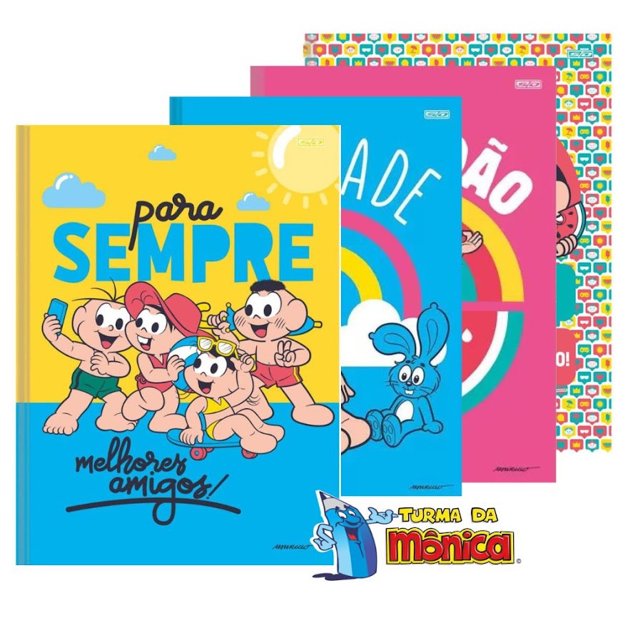 Caderno Turma Da Monica Grande 48 Folhas Brochura Costurado 200mmx ...