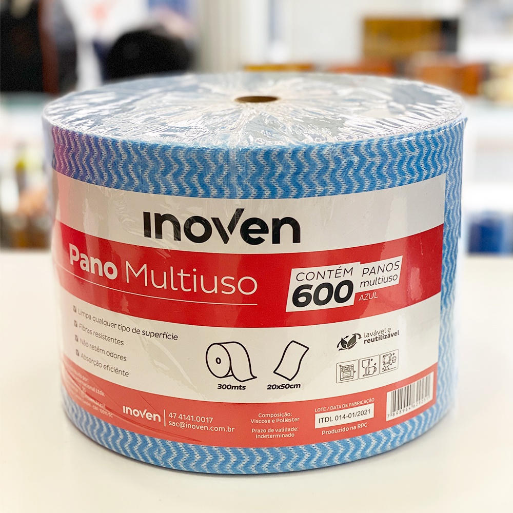 Pano Multiuso Inoven- 20X50cm 300m 600 Panos Inoven Azul | Shopee Brasil