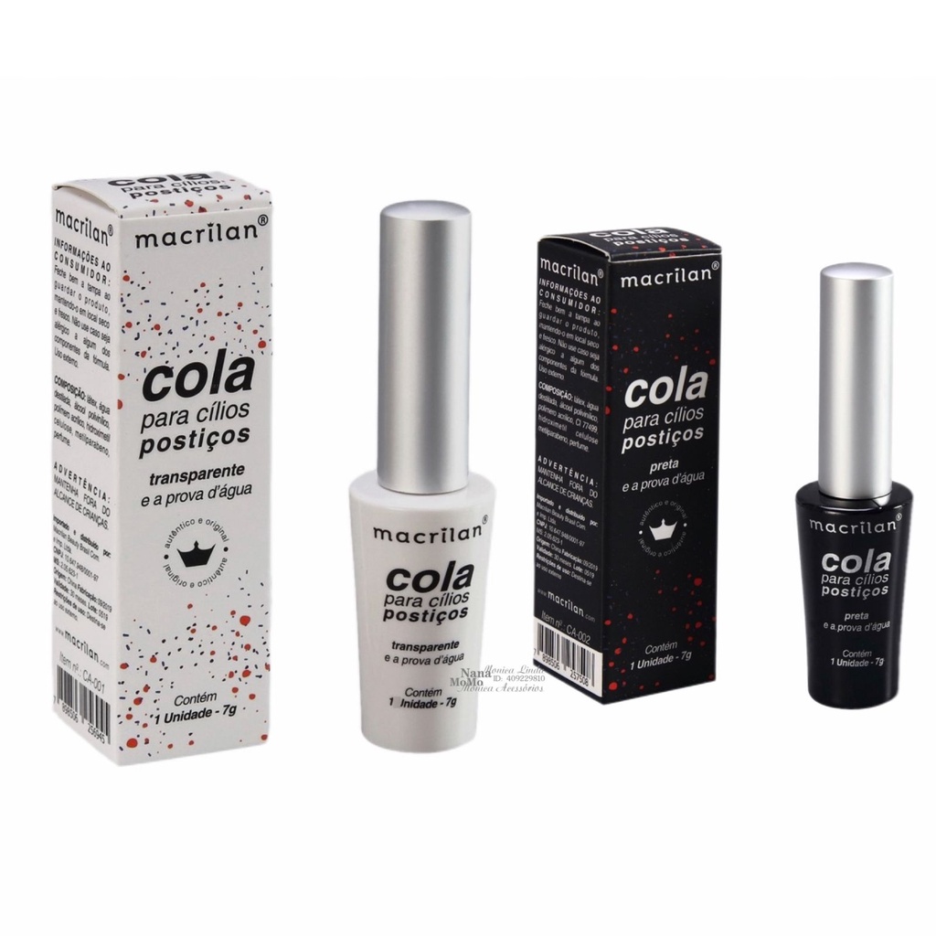 Cola para Cílios Postiços Transparente Macrilan 7ml Prova D`Água ...