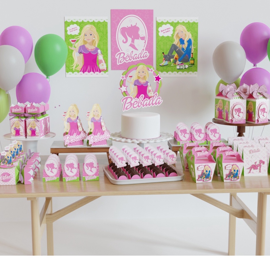 Kit Festa 49 Peças Personalizadas Barbie Bêbada (festa Adulto) | Shopee ...