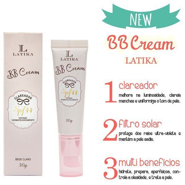 latika bb cream spf 44 clareador bege claro 30 g | Shopee Brasil