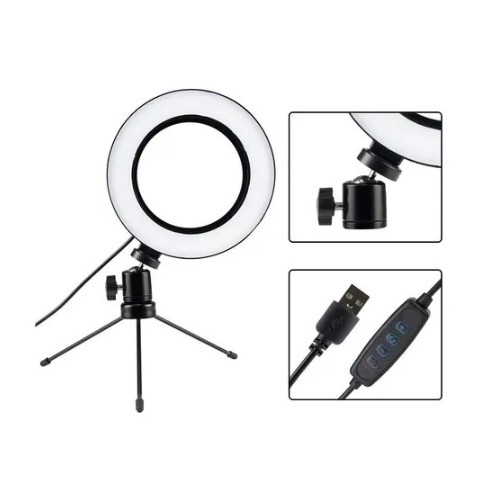 Ring Light Led Mesa Iluminador Pequena Tripé 6 Polegada 16cm | Shopee Brasil