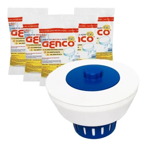 Kit clorador Genco (5 pastilhas da genco + clorador alpha) | Shopee Brasil