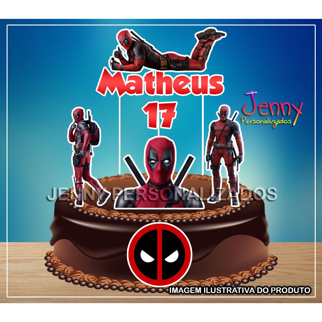 topo topper de bolo personalizado deadpool | Shopee Brasil