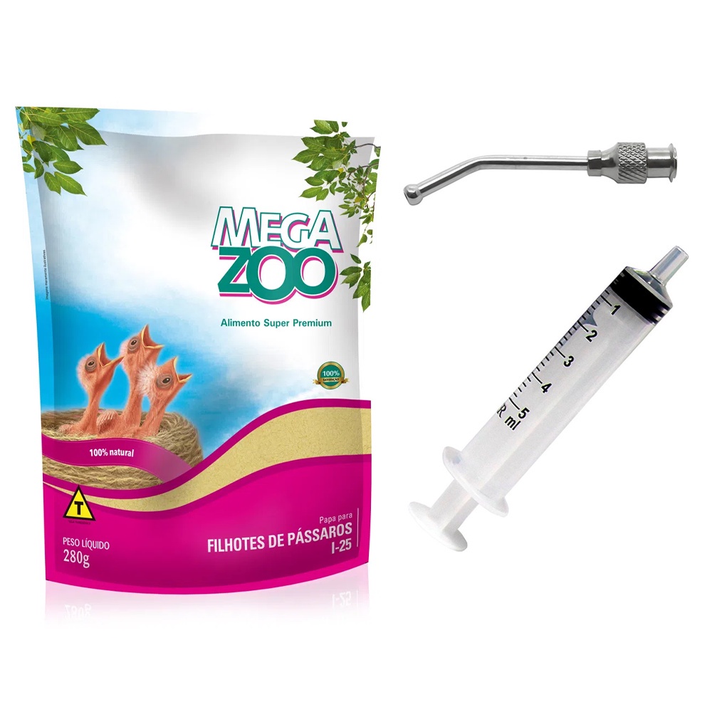 Megazoo - Papa Filhotes de Pássaros - 280g mais Kit Alimentação ...