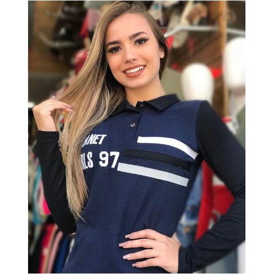 Camisa Polo Planet Girls Manga Longa Faixa ORIGINAL | Shopee Brasil