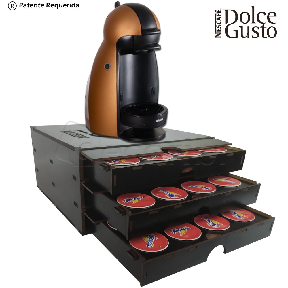 Porta Capsula Para Dolce Gusto 48 caps Preto 3 Gavetas Embutida ...