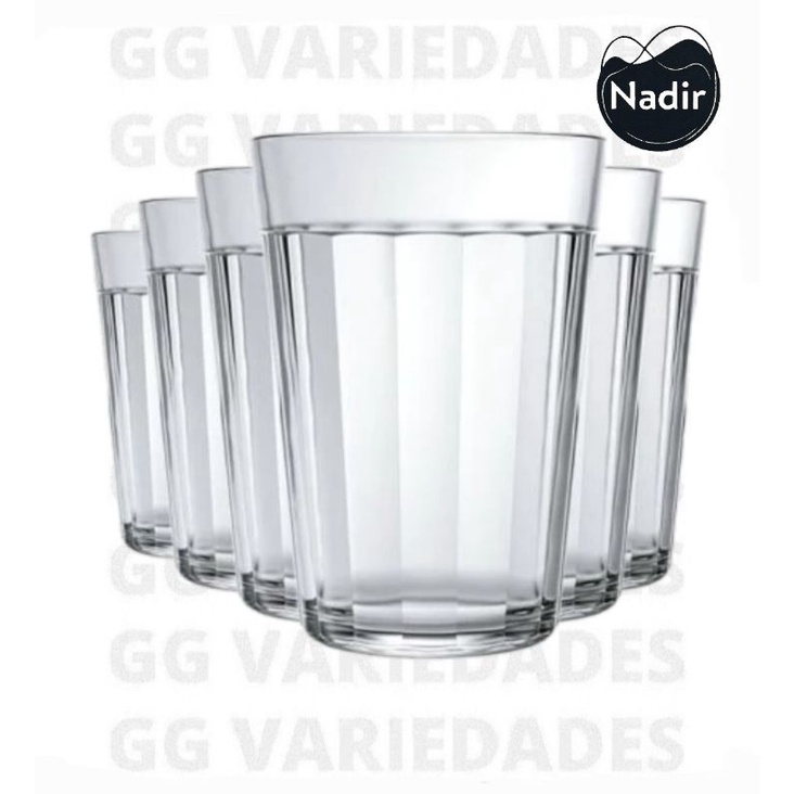 Kit com 6 copos AMERICANO de vidro Nadir 300ml/180ml | Shopee Brasil