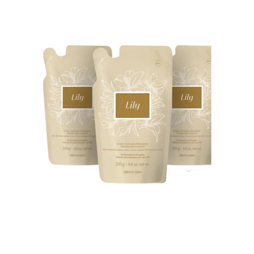 Creme acetinado hidratante corporal lily Refil 250g O Boticário | Shopee Brasil