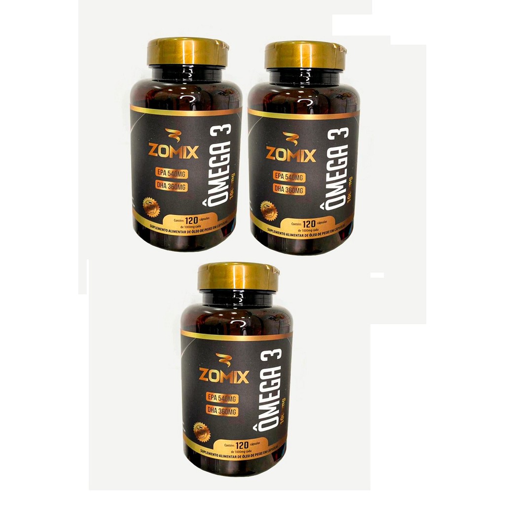 Kit Ômega 3 1000mg Zomix 120Cápsulas - 3 Unidades | Shopee Brasil