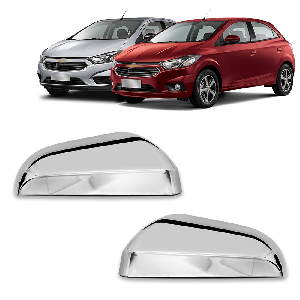 Par Aplique Cromado para Capa Retrovisor Onix 2013/2019 Onix Joy 2020 Prisma 2013/2019 Prisma ...