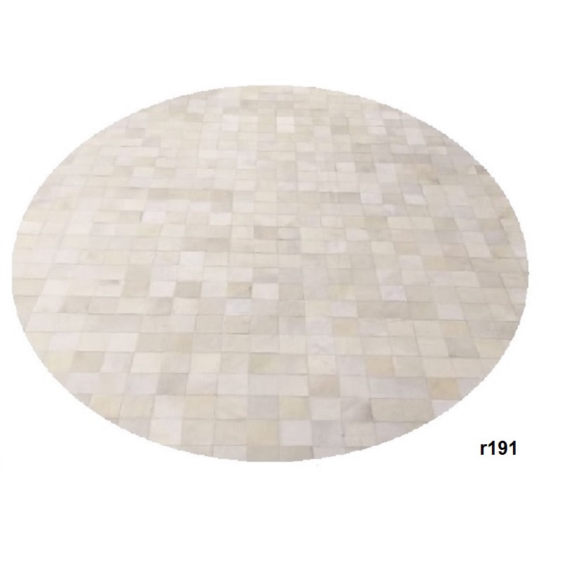 Tapete Sala Couro Boi Redondo - placas 7x7cm - tamanho 1,20m Diâm- R191 ...
