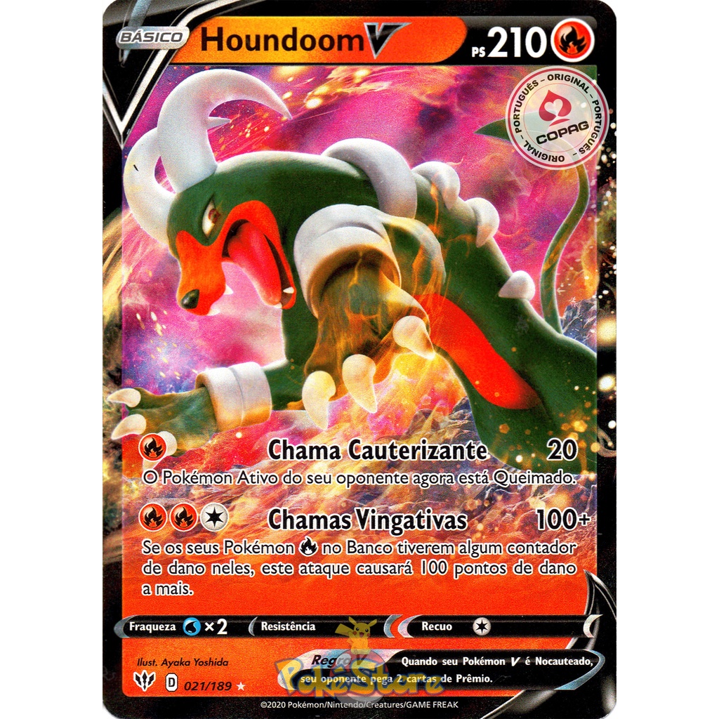 Carta Pokemon Houndoom V Português 21/189 Card Original Copag | Shopee ...