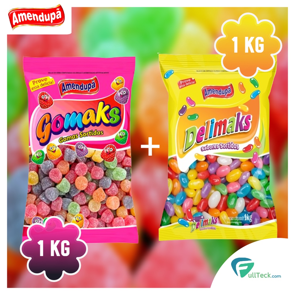 Bala de Goma Gomaks + Delimaks Sortidas de Sabor Pacote 1 Kg Qualidade ...