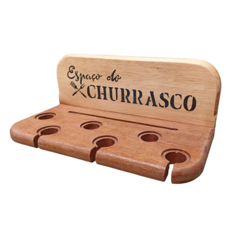 Porta Espetos de Churrasco e Facas Personalizado de Madeira de Parede p ...