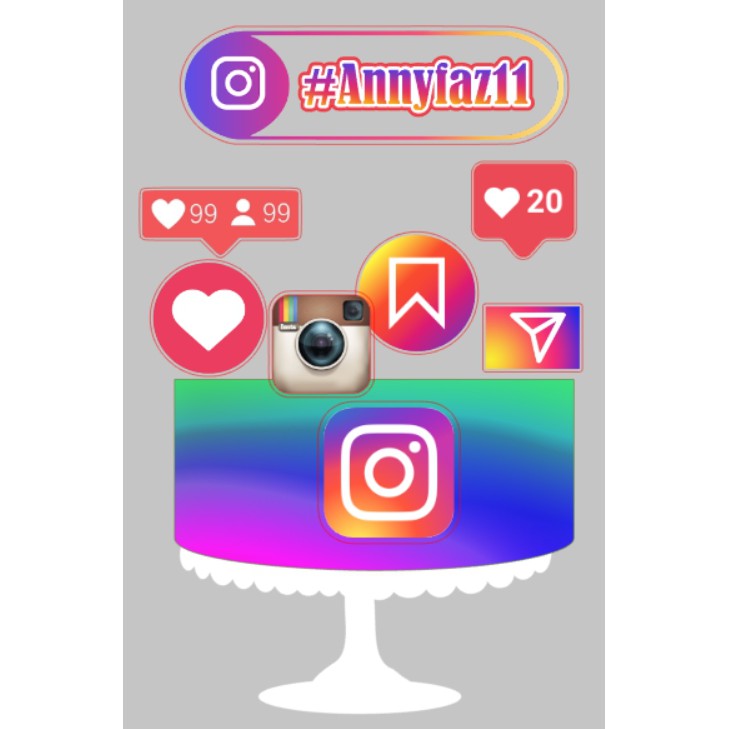 Topo de Bolo Personalizado - Decoração para Bolo - Topper Instagram ...