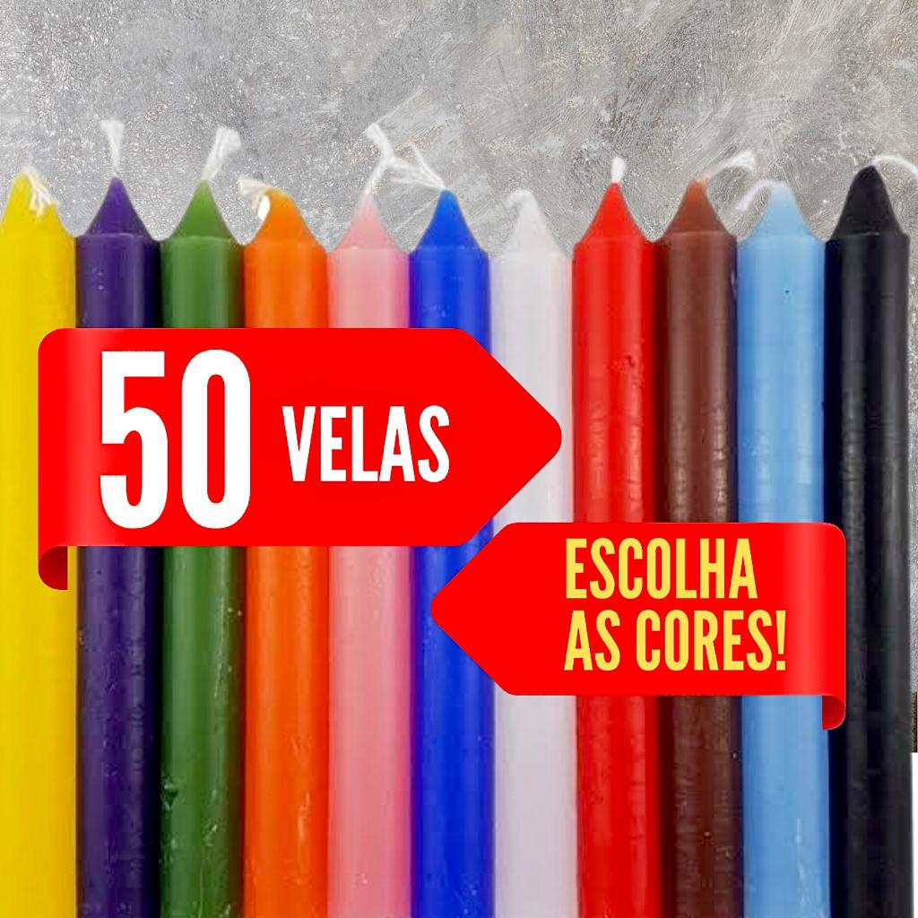 Kit 50 Velas Coloridas 16 cm | Shopee Brasil
