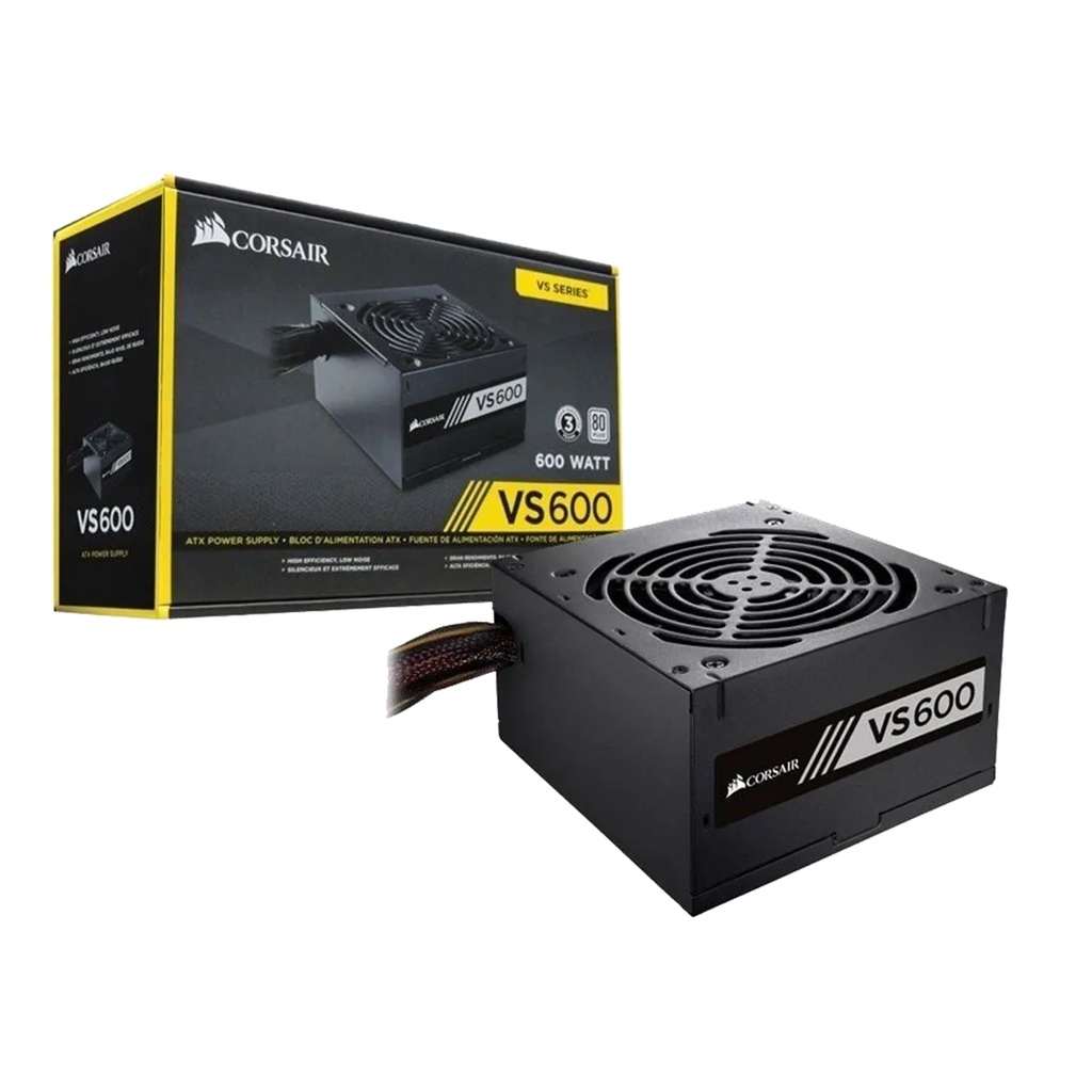 Fonte Atx Corsair 600w Reais 80 Plus Pfc Ativo Vs600 C/cabo | Shopee Brasil