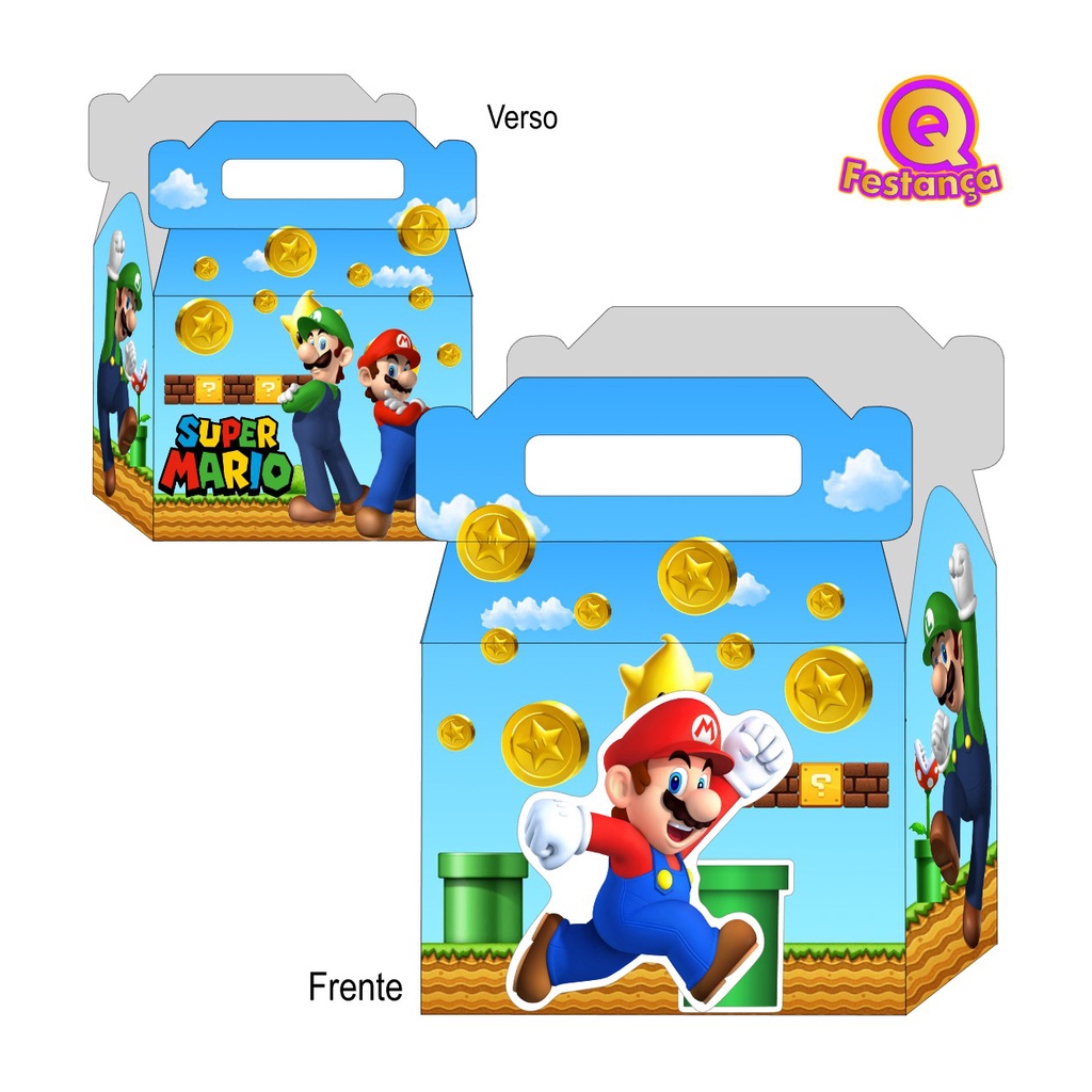 10 Caixas Maleta Mario Bros com Personagem e Aplique 3D | Shopee Brasil