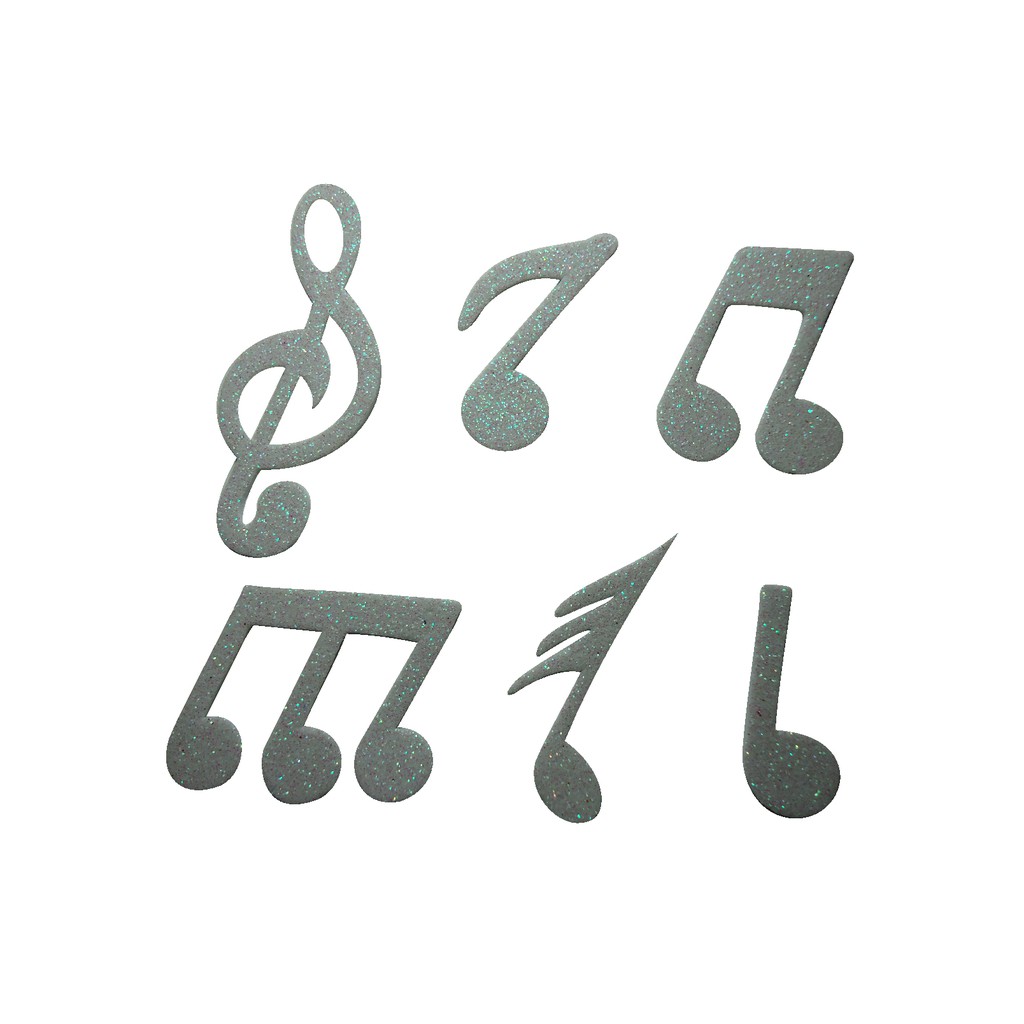 Aplique Em Eva Notas Musicais Glitter Pequena Branca Com 17 Unidades ...
