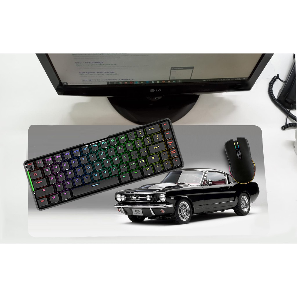 Mouse Pad Gamer Desk Pad Grande 30x70cm - Linha Carros Mustang | Shopee ...