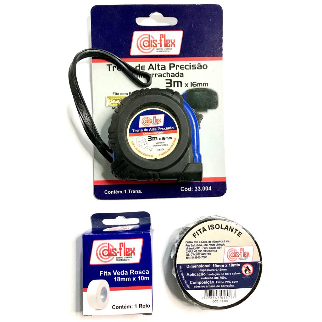 Kit Trena 3m Profissional Emborrachada + Fita Isolante 10m + Fita Veda ...