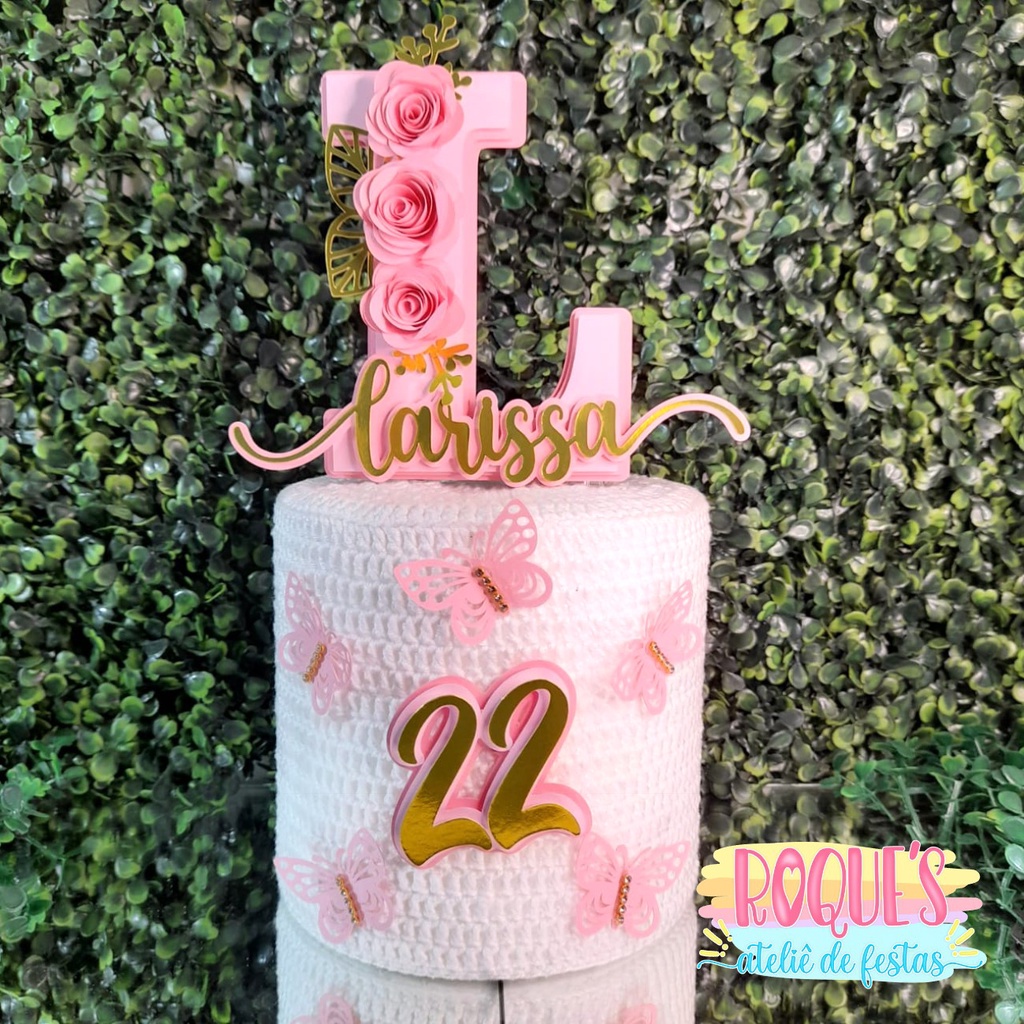 Letra Luxo Floral - Topo de Bolo Personalizado | Shopee Brasil