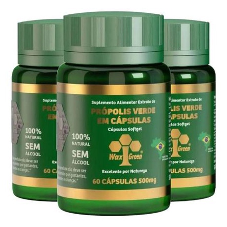 Própolis Verde em cápsulas Wax Green 60 caps 86%(Extrato Seco) | Shopee ...