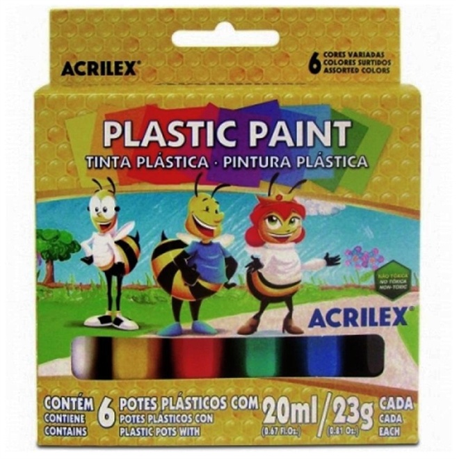 Tinta Plástica Plastic Paint 20ml/23g com 6 cores | Shopee Brasil