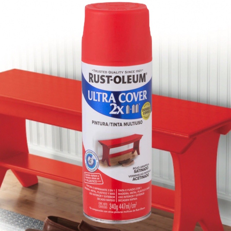 Tinta Spray Rust Oleum Ultra Cover para Madeira Metal Plastico - Vermelho Acetinado | Shopee Brasil