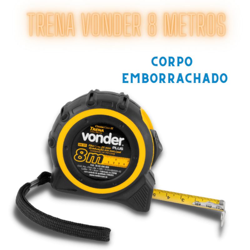 Trena 8 metros, com trava e corpo emborrachado Vonder. | Shopee Brasil