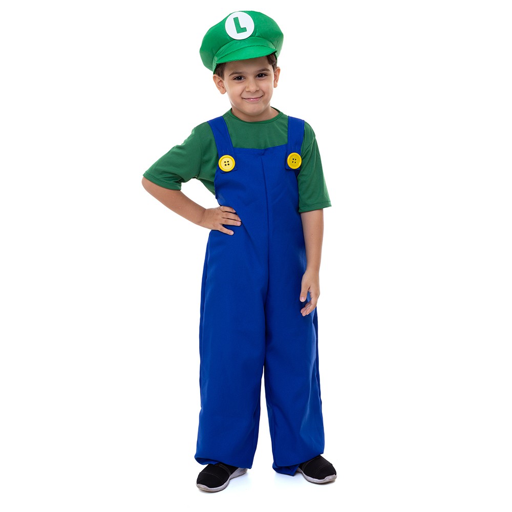 Fantasia Luigi Infantil Masculino+quepe+bigode | Shopee Brasil